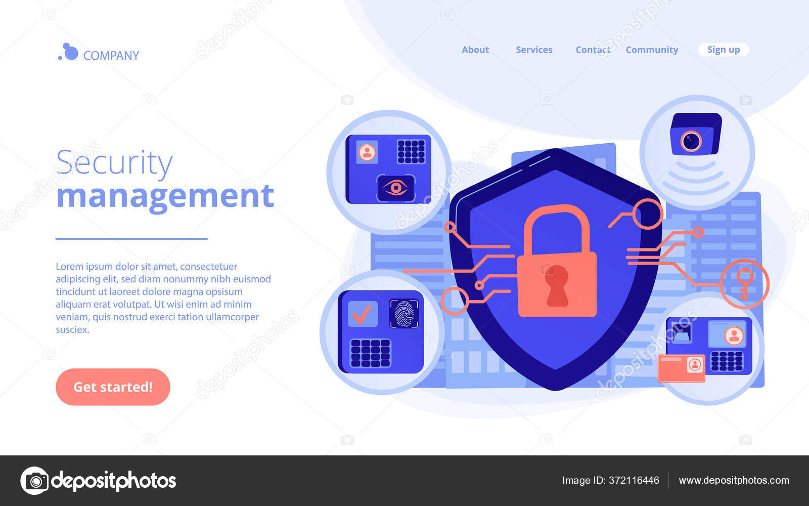 Access control system concept landing page Stock Illustration by ...