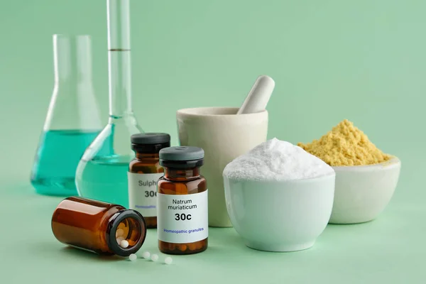 Bottles Homeopathic Drugs Mineral Ingredients Substances Preparation ...