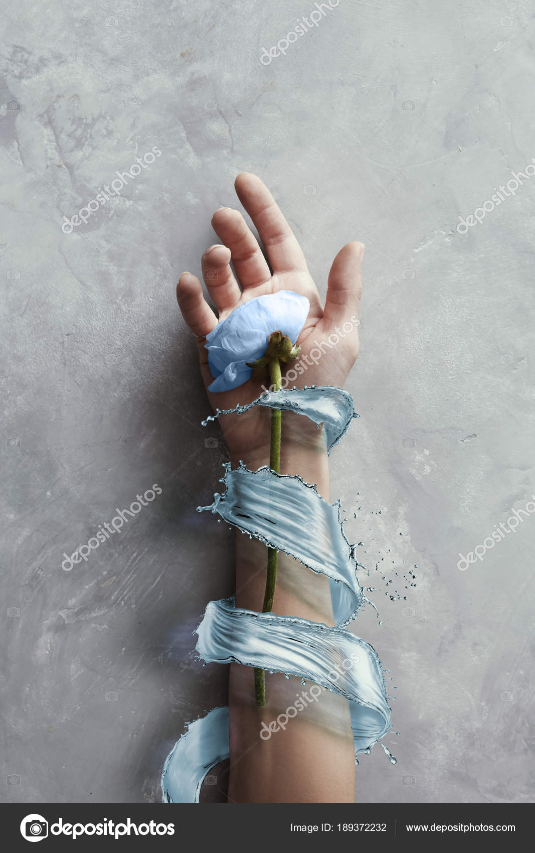 Blue Flower Hand Splash Blue Water Art Concept Stock Photo by ©artjazz ...