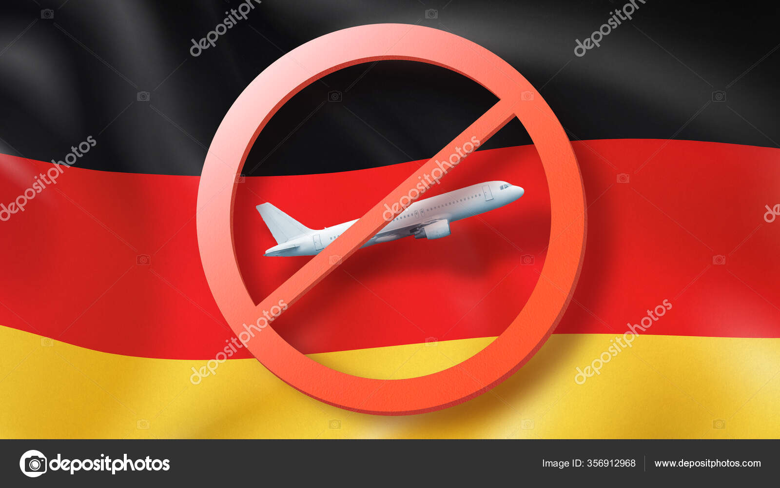 Warning Sign Crossed Out White Plane Background German Flag Restriction ...