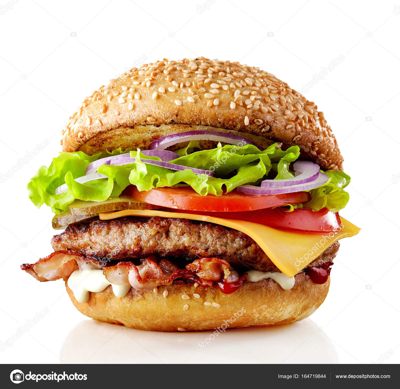 Fresh tasty burger Stock Photo by ©zmaris 164719844