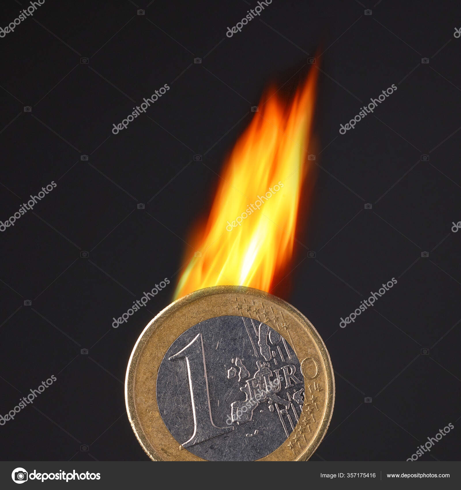 Burning Euro Coin Black Background Stock Photo by ©zmaris 357175416