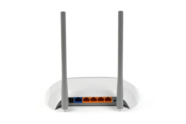 White WI-FI router with two antennas (clipping path) — Stock Photo ...
