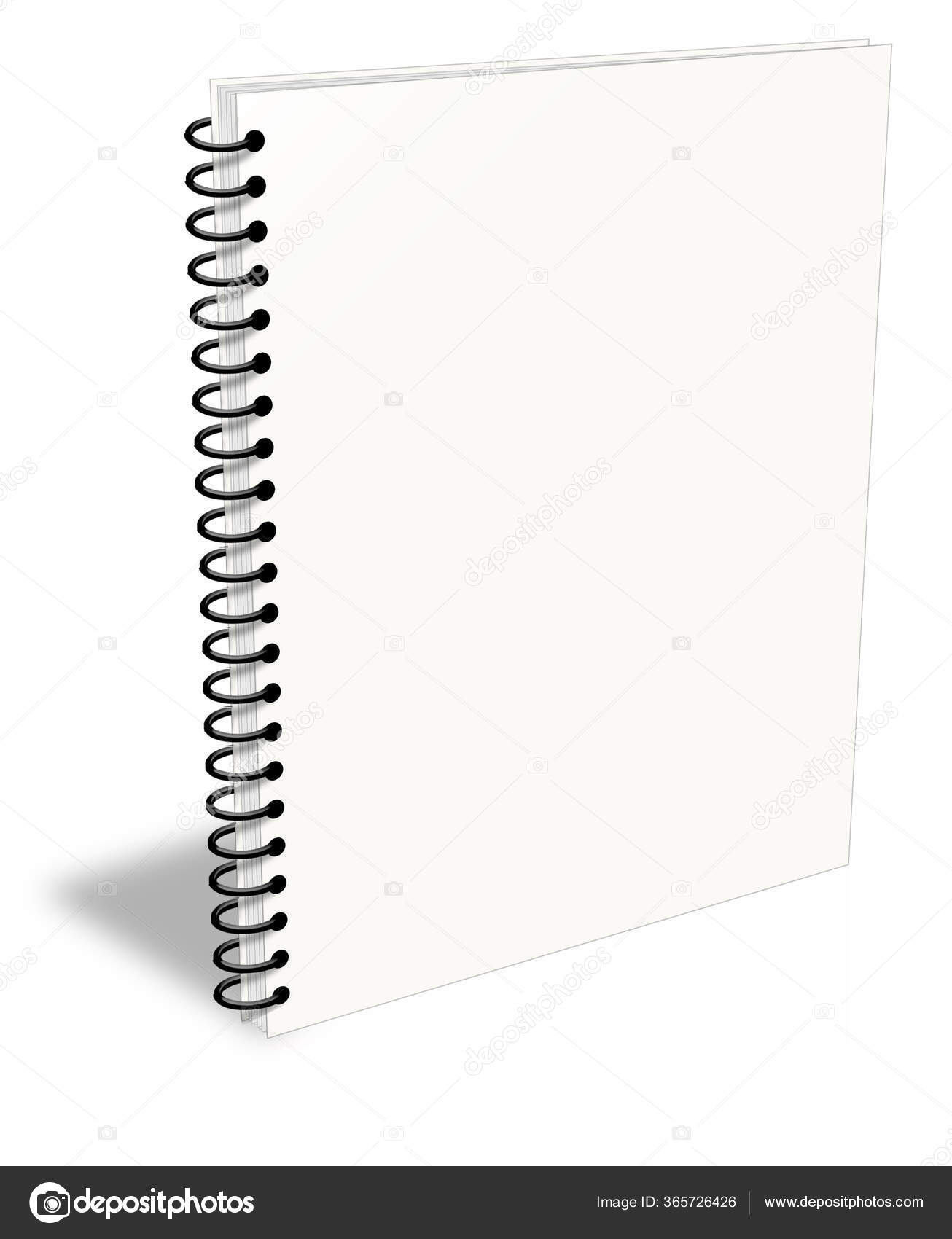 Empty Spiral Notebook Illustration Rendering Isolated White Background ...