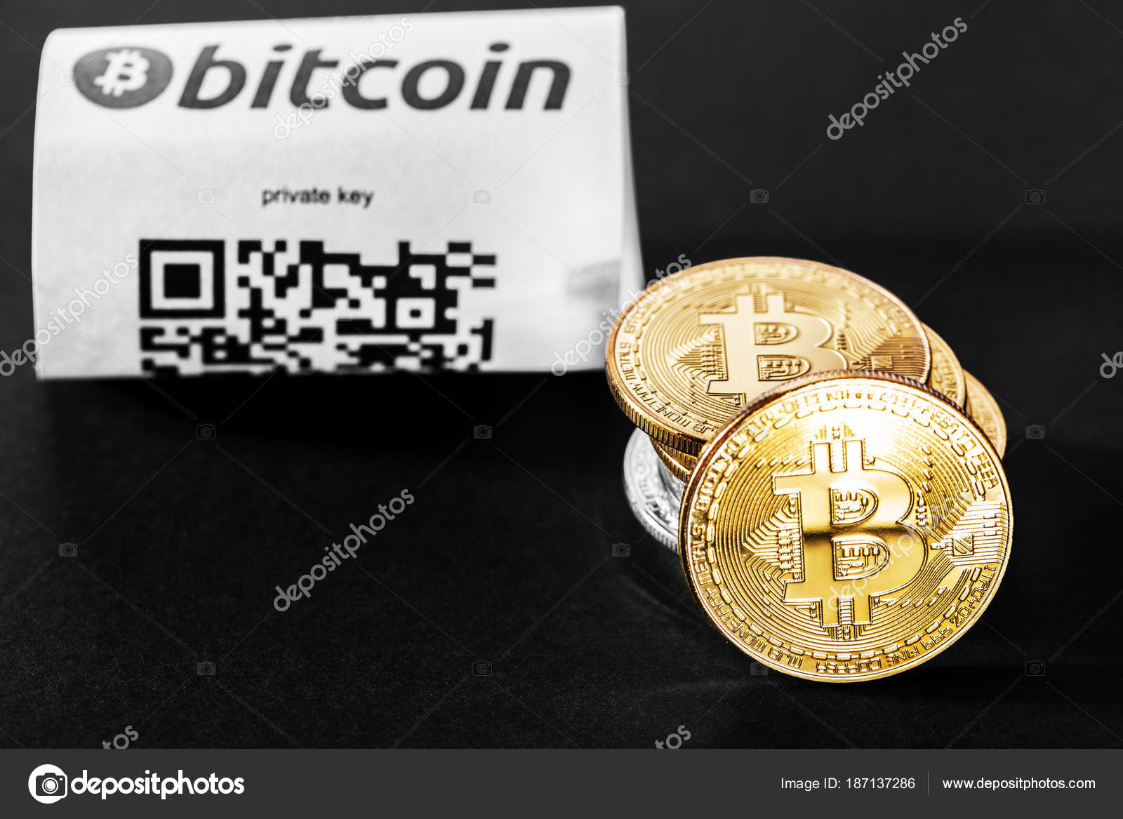 Bitcoin golden coins and paper receipt — Stock Editorial Photo ...
