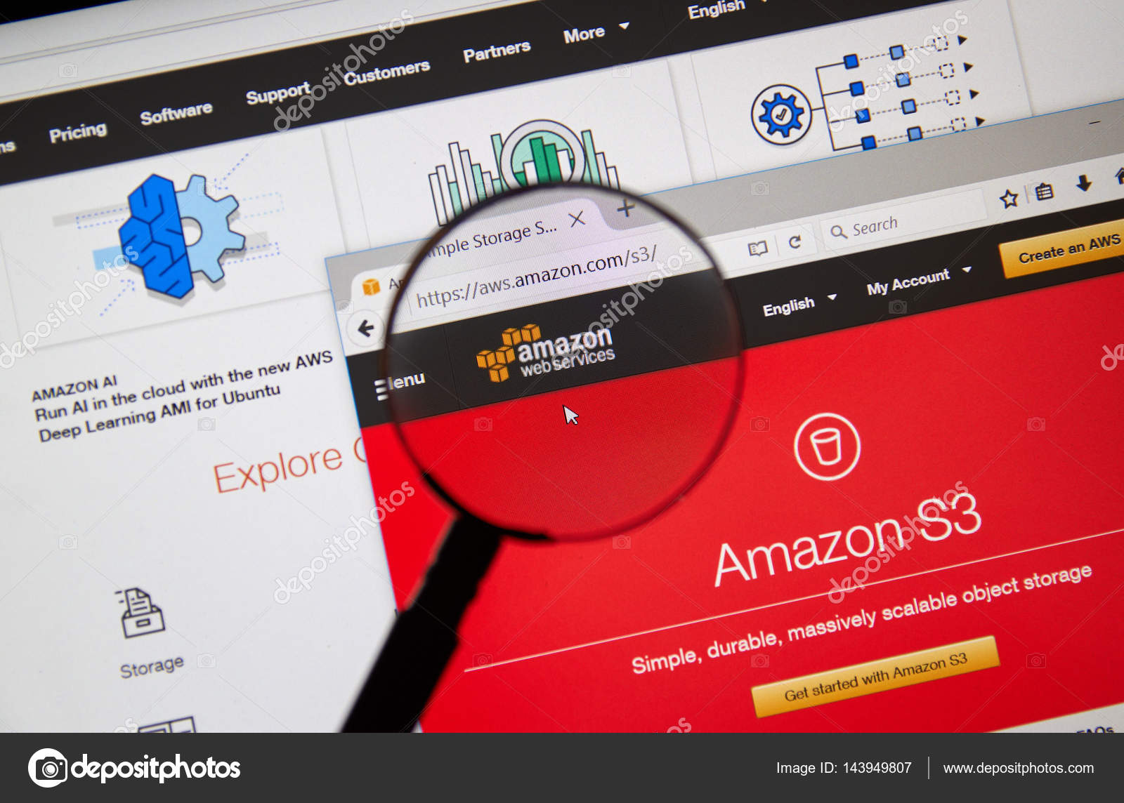 Amazon Web Services homepage — Stock Editorial Photo © dennizn #143949807