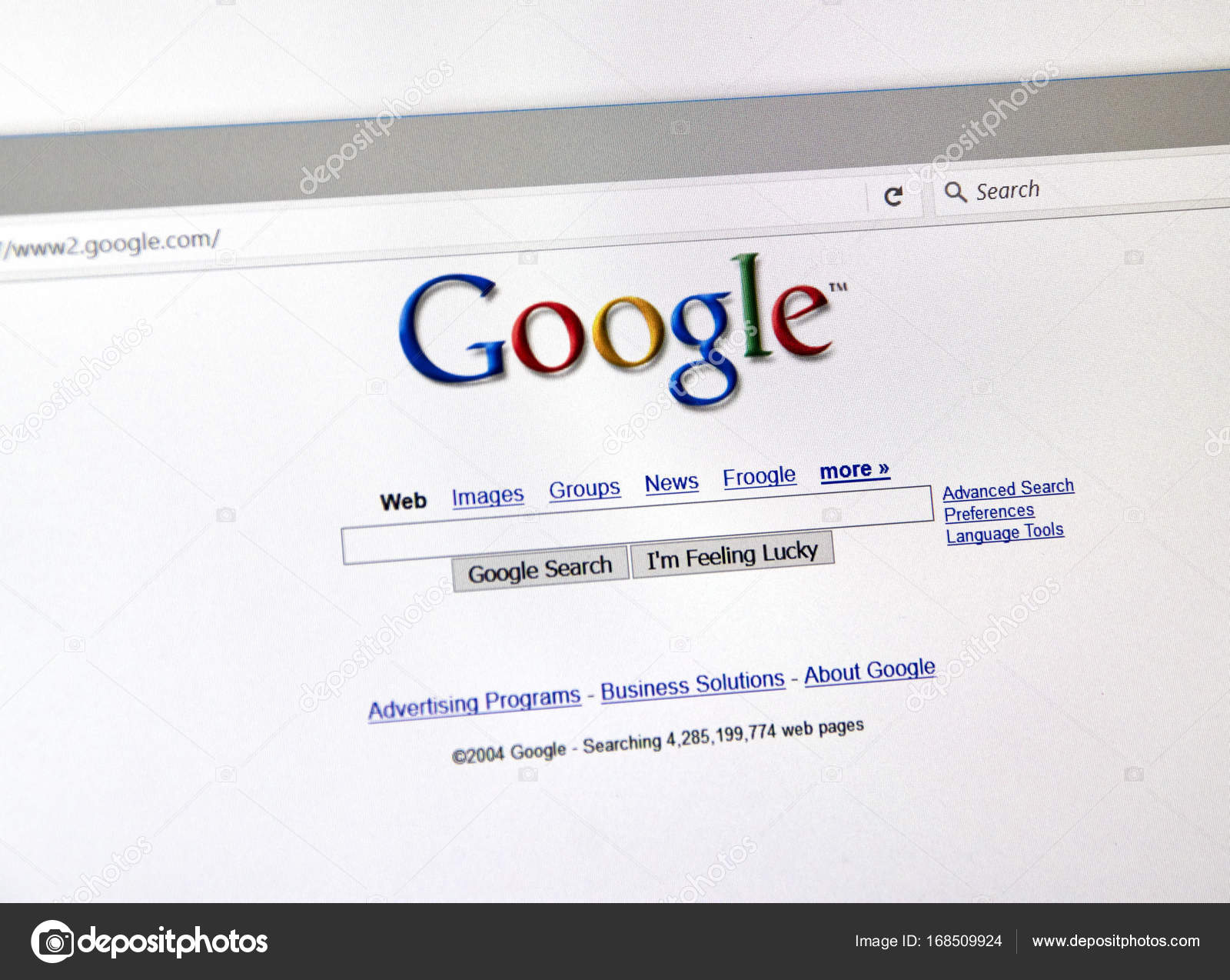 Google 2004 year old style search page. — Stock Editorial Photo ...