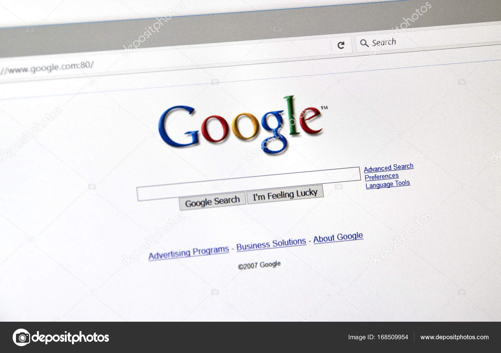 Google 2007 year old style search page. — Stock Editorial Photo ...