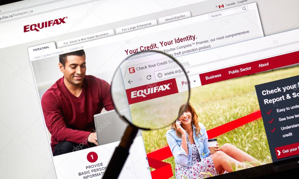 MONTREAL, CANADÁ - 10 DE ABRIL DE 2018: Sitio oficial de Equifax y ...