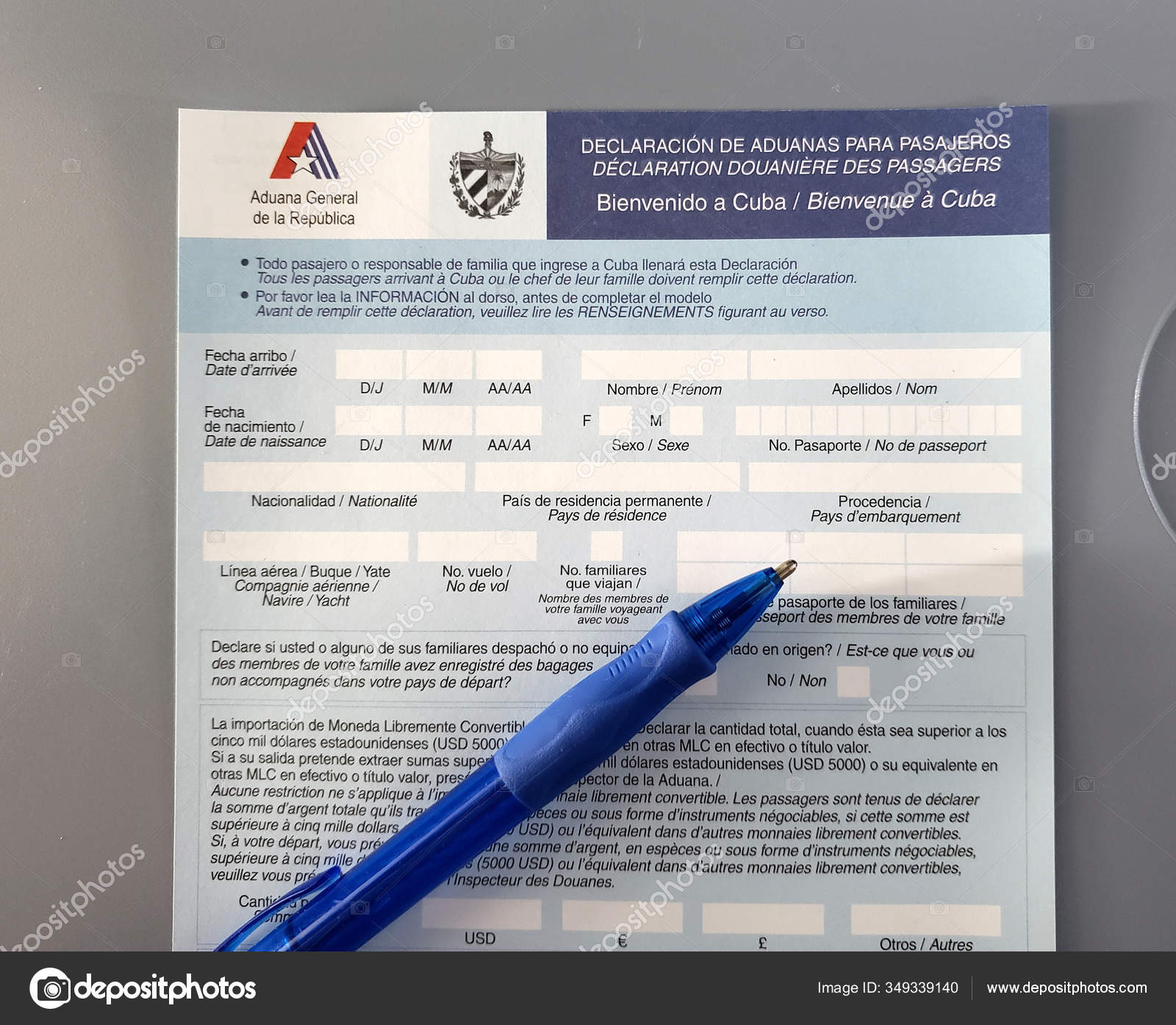 Cuba Visa Declaration Form Form Should Completed Any Visitor Tourist ...