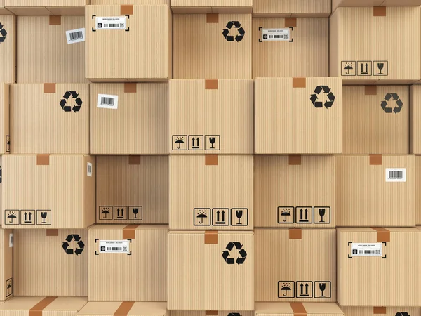 Stack of cardboard delivery boxes or parcels. Warehouse concept — Stock ...