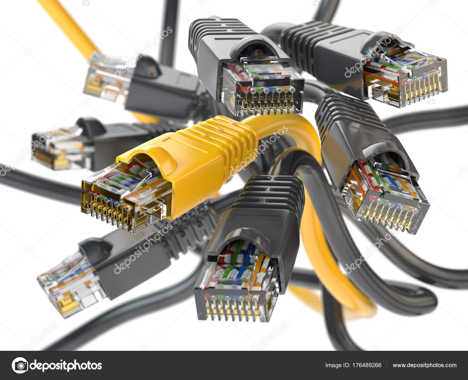 Computer network LAN cables rj45. Iternet connections choice co Stock ...