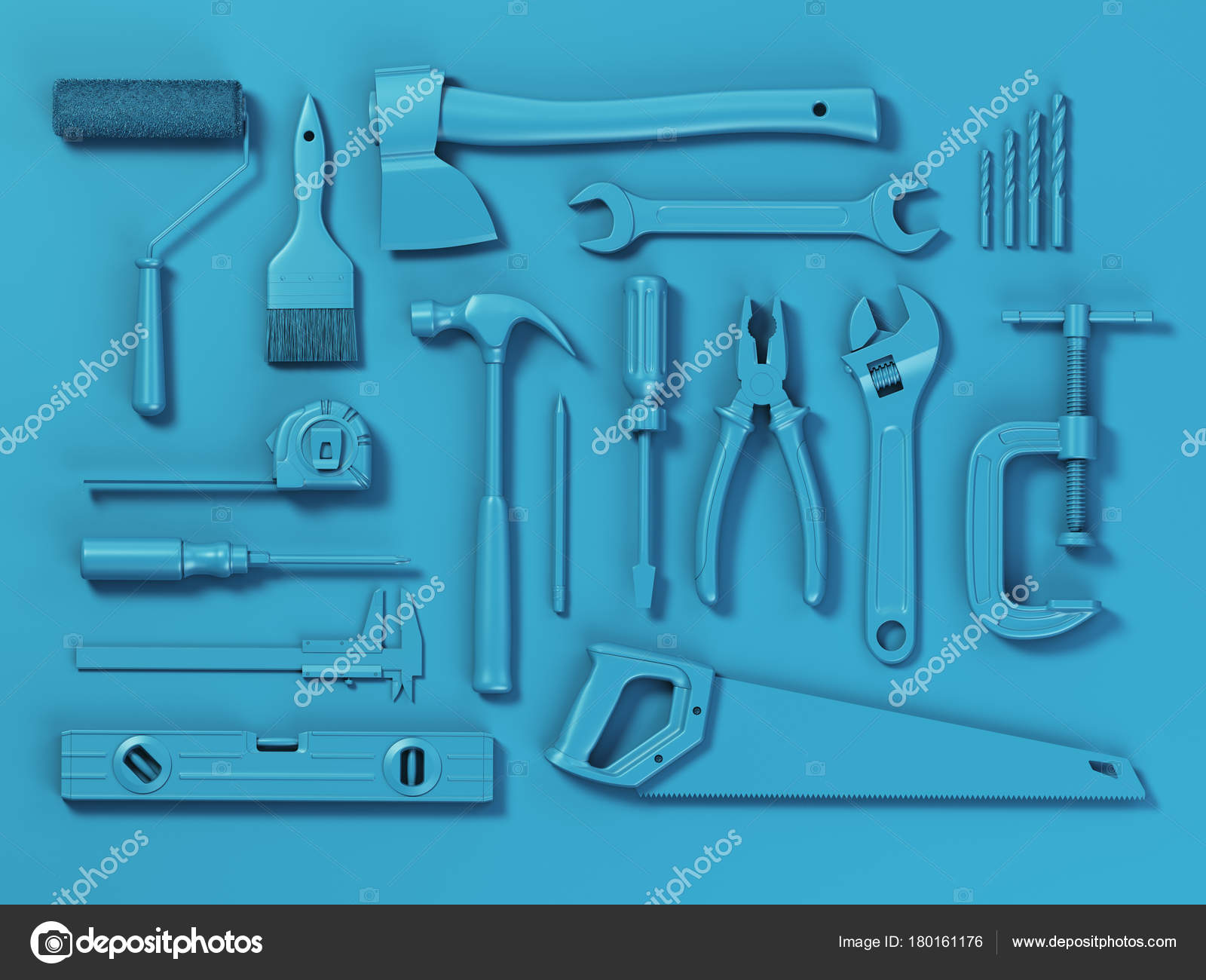 Conjunto de herramientas blancas aisladas sobre fondo blanco. Prepárate ...