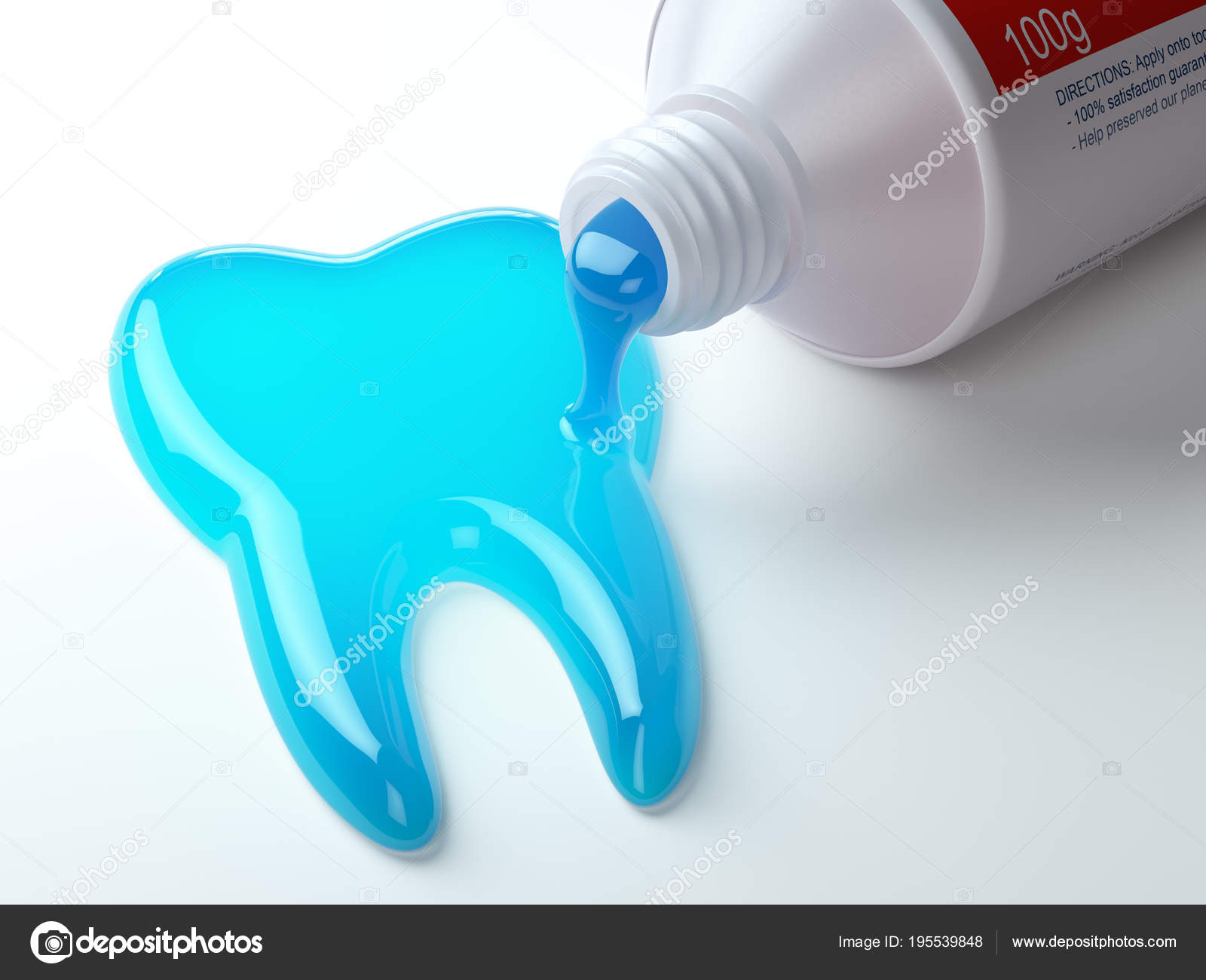 Toothpaste in the shape of tooth coming out from toothpaste tube ...