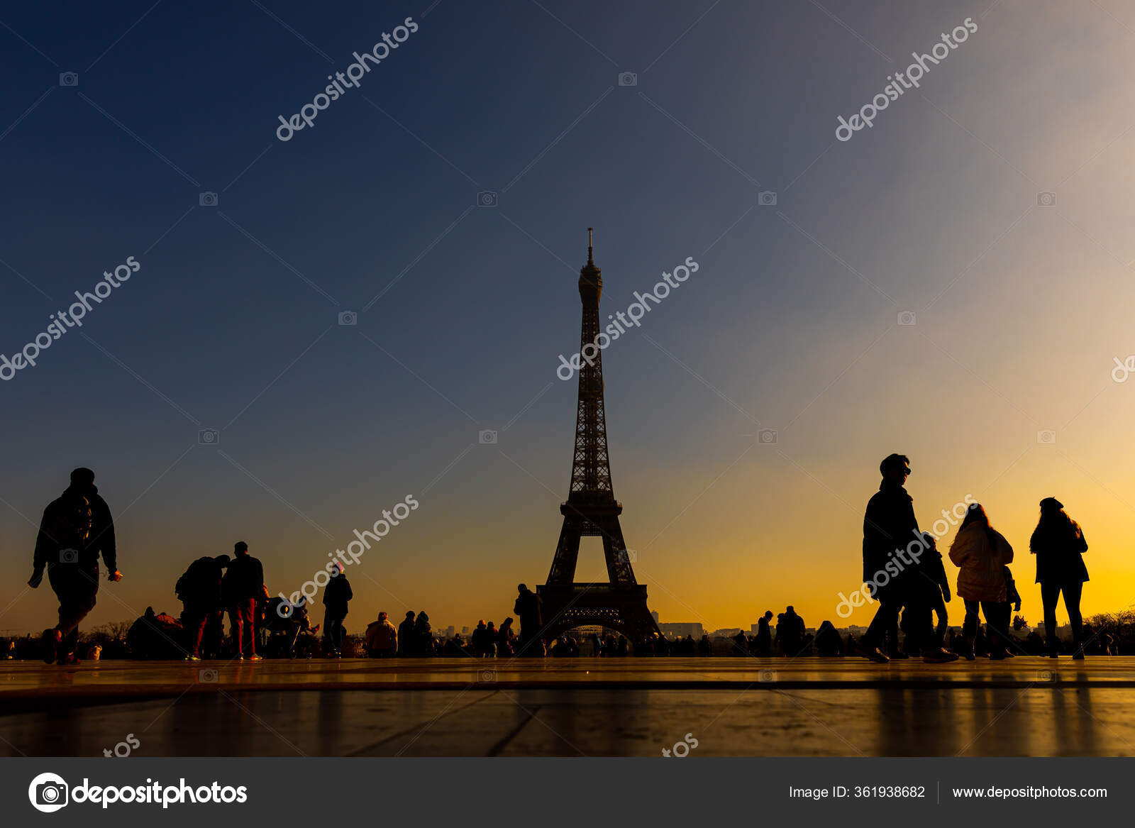 Torre Eiffel Pôr Sol Paris França Fundo Viagem — Foto © jenmax #361938682