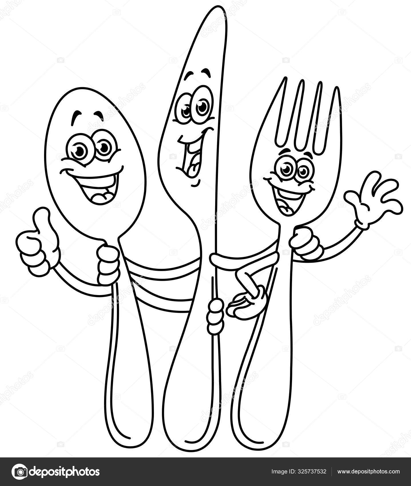 Vork Cuchillo Colorear Tenedor Colouring Knife Kleurplaat ...