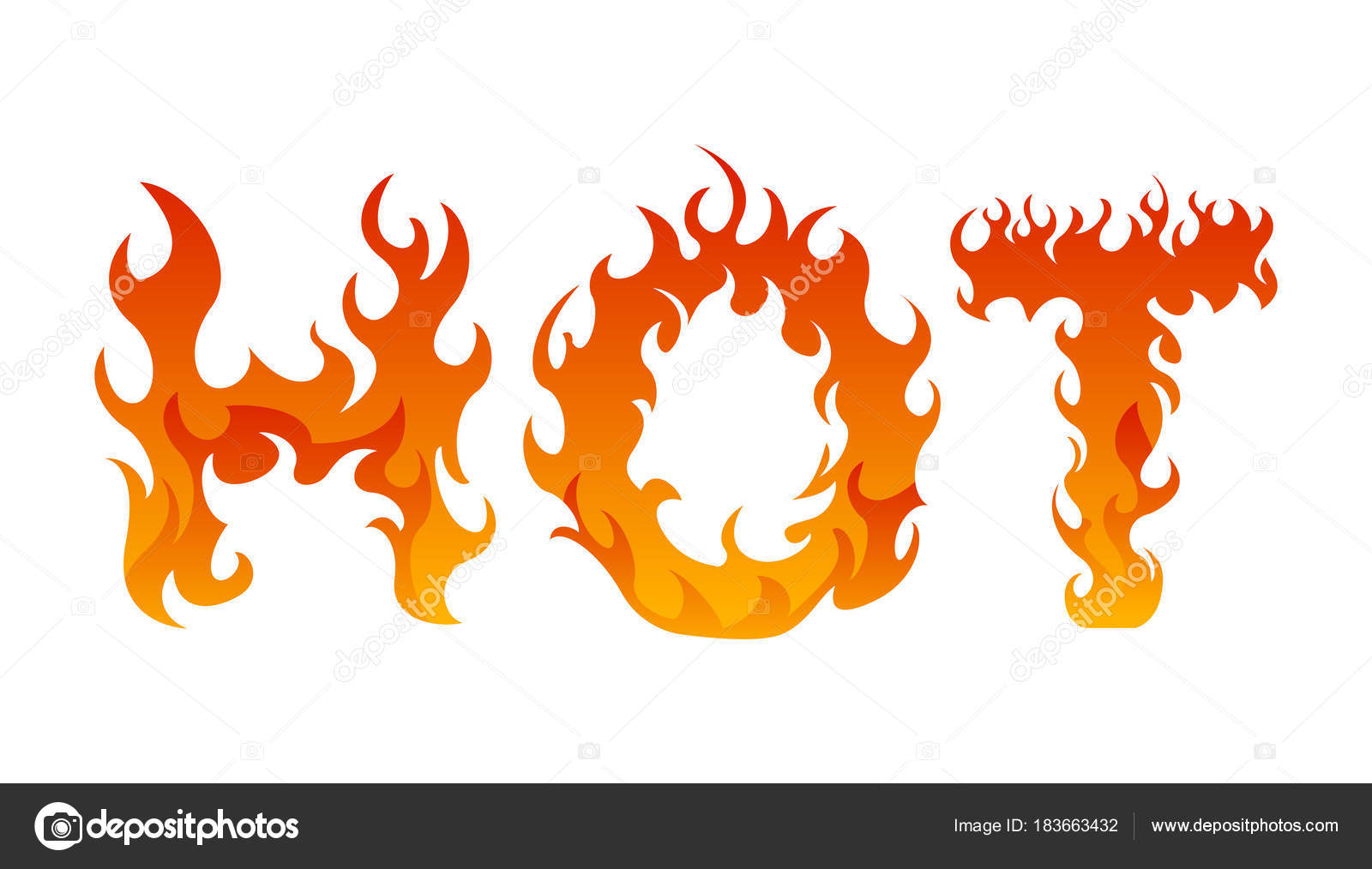 Inscription with fire HOT Stock Vector Image by ©Zybr78 #183663432