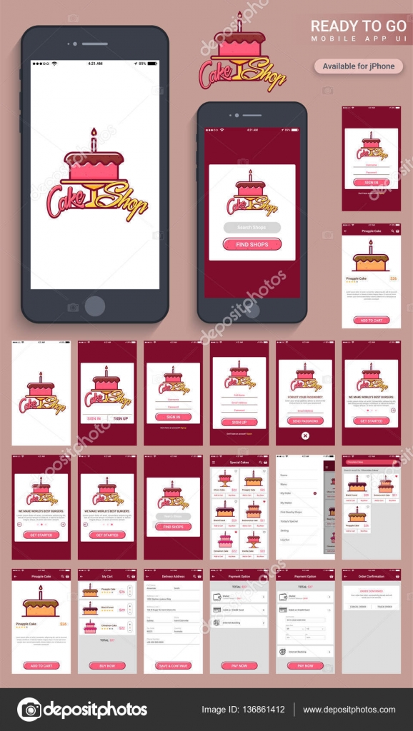 Food Mobile Apps User Interface layout. Stock Vector Image by ...