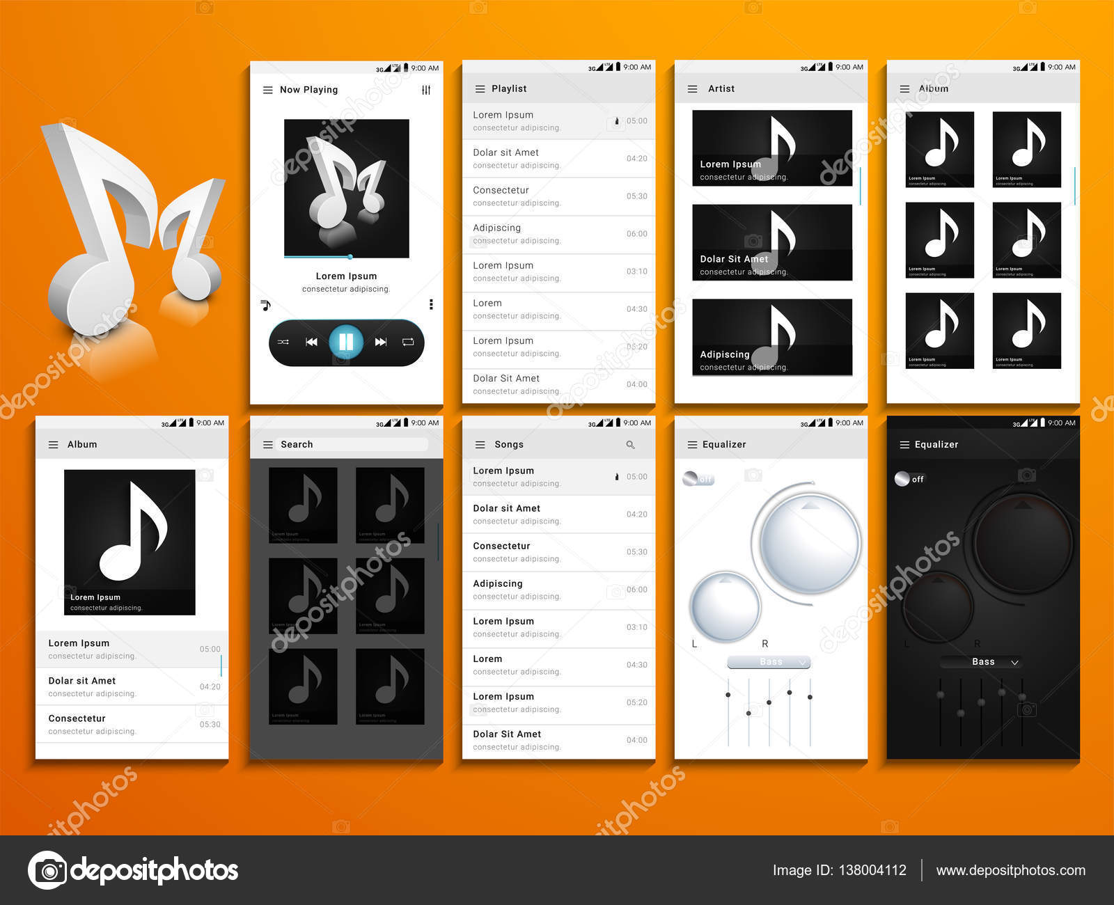 Music Mobile UI, UX or GUI Design. Stock Vector Image by ...