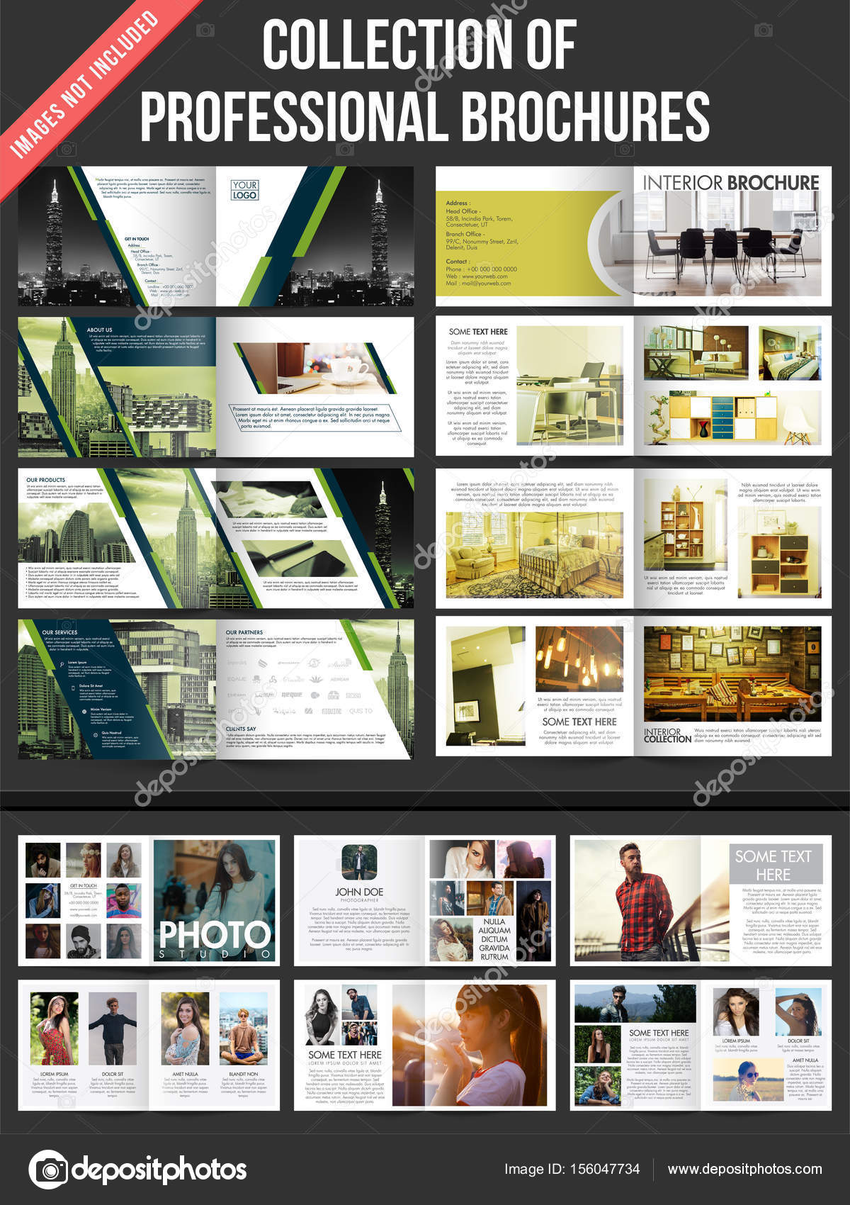 Set of 3 multiple pages brochures with cover page design. Stock Vector ...