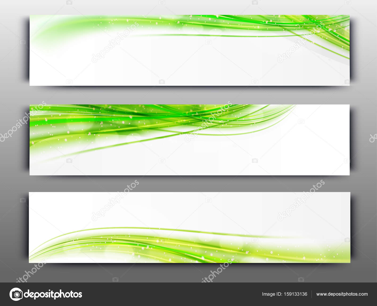 Encabezados del sitio web o banners con ondas verdes . Vector de stock ...