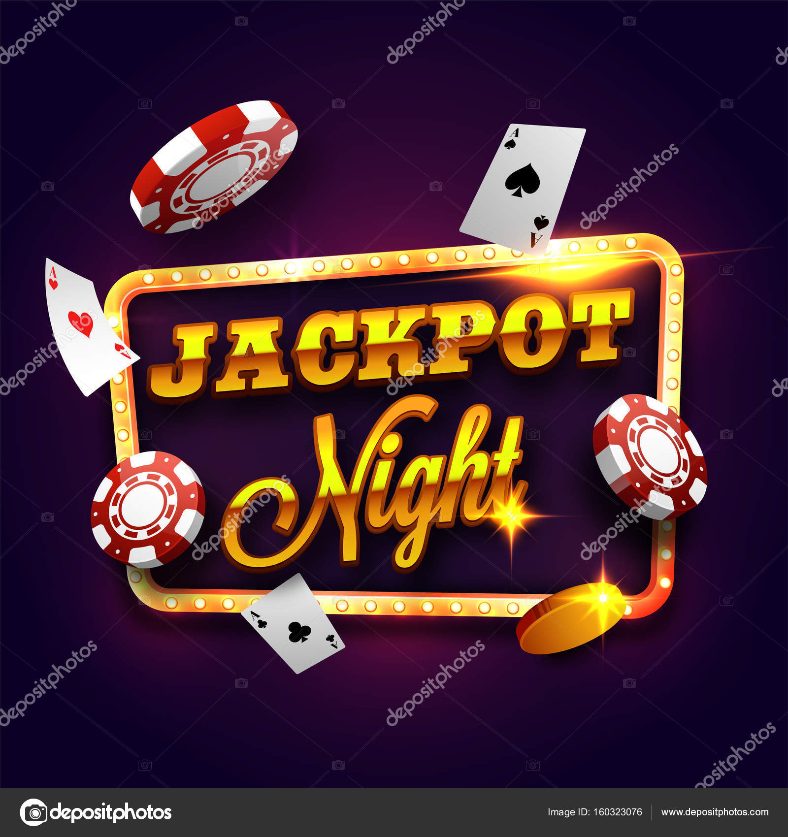 Golden Jackpot Night retro board, Casino background. Stock Vector Image ...
