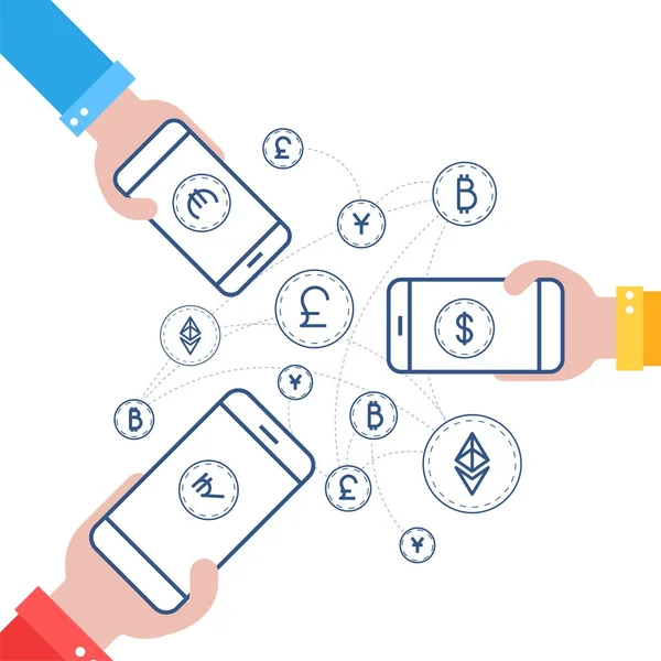 Fin-tech (financial technology) background. Lineart illustration Stock ...