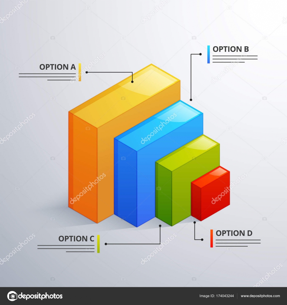 3D infographic element, or graph with four (4) steps . Stock Vector by ...