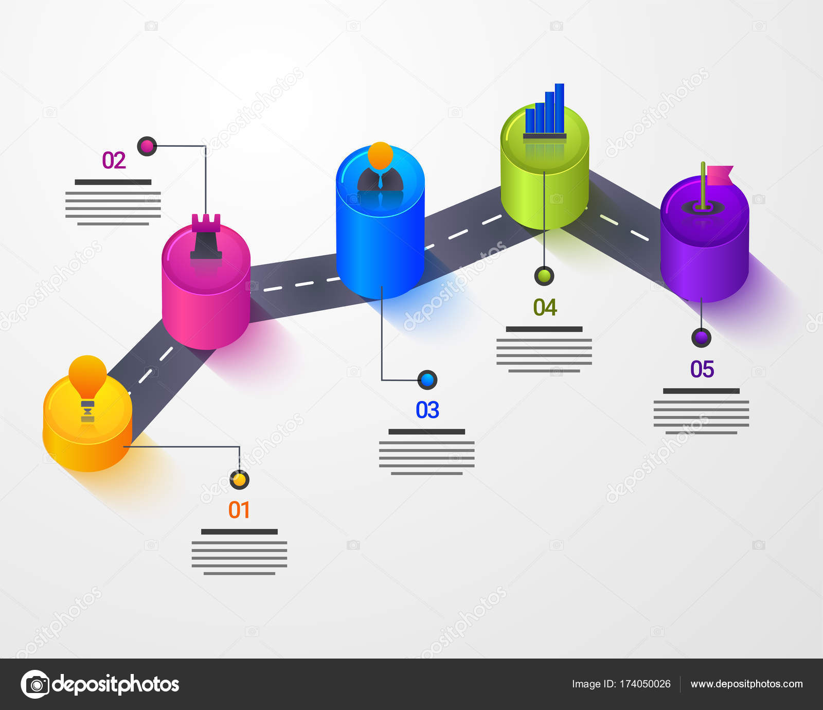 3D Timeline Infographics layout with Five (5) steps. Stock Vector by ...