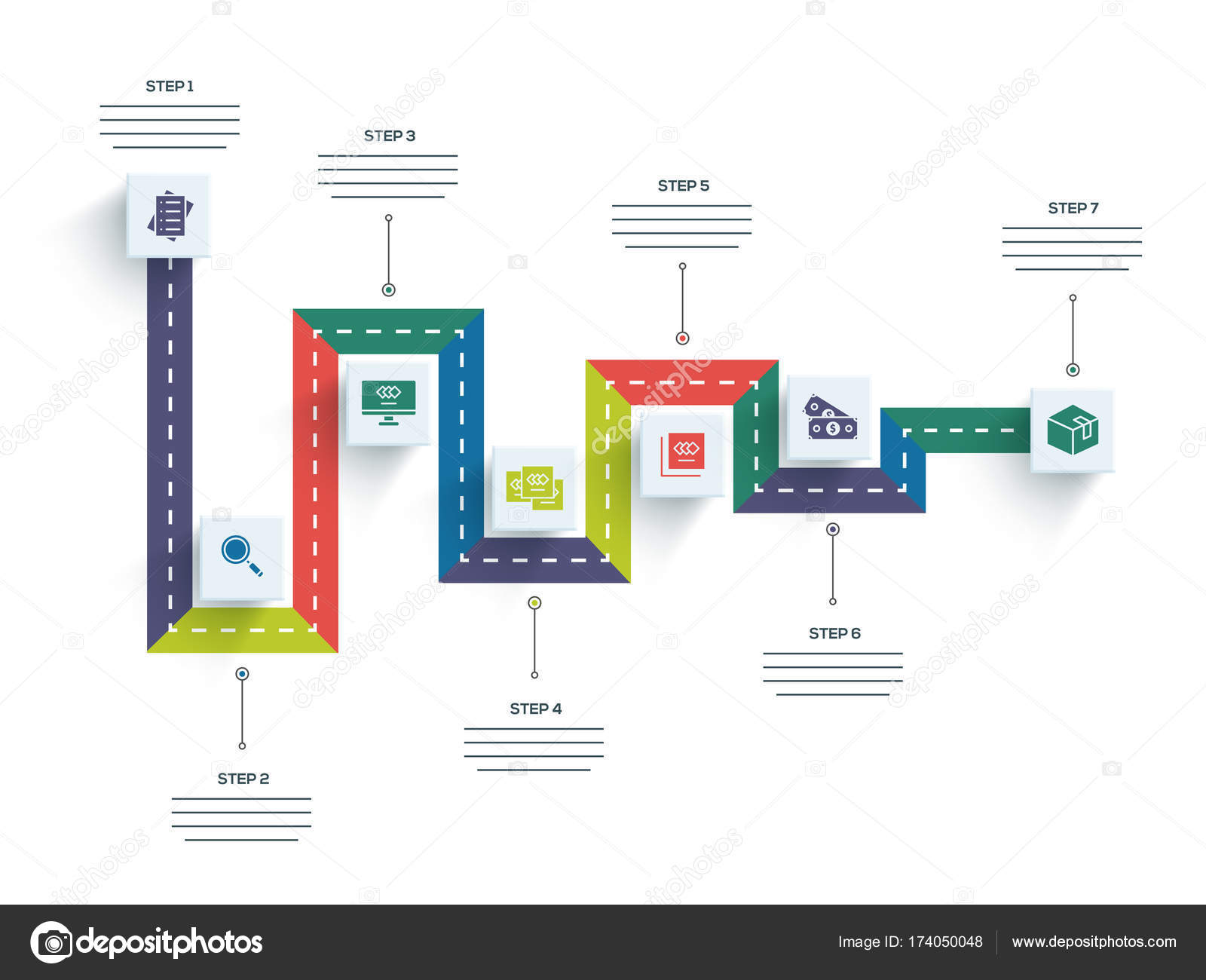 Timeline Infographics layout with 7 steps. Stock Vector by ...