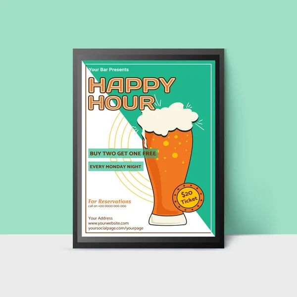 Cartaz happy hour imágenes de stock de arte vectorial | Depositphotos