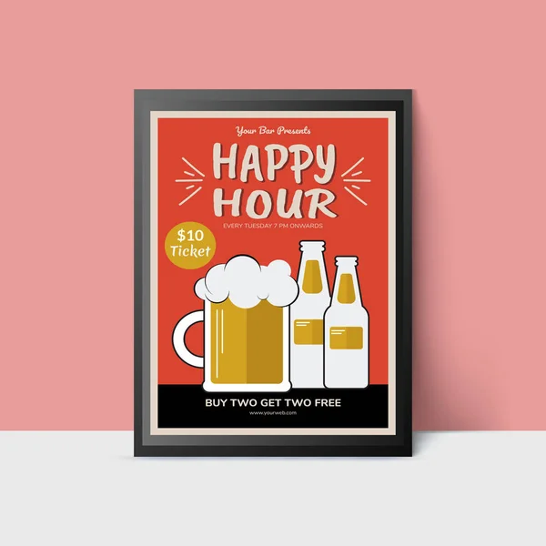 Cartaz happy hour imágenes de stock de arte vectorial | Depositphotos