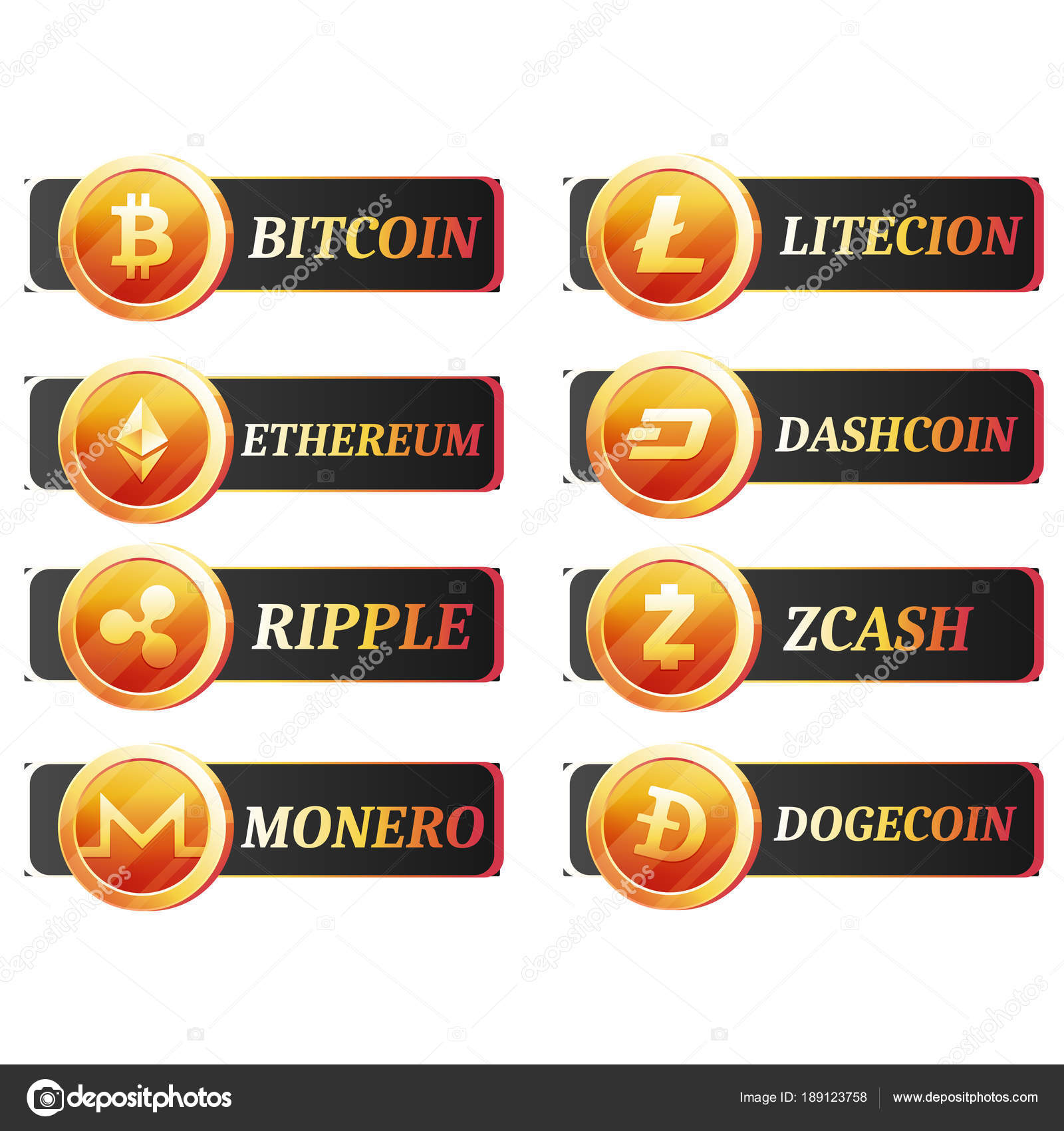 Set of cryptocurrencies label or stickers. Stock Vector Image by ...