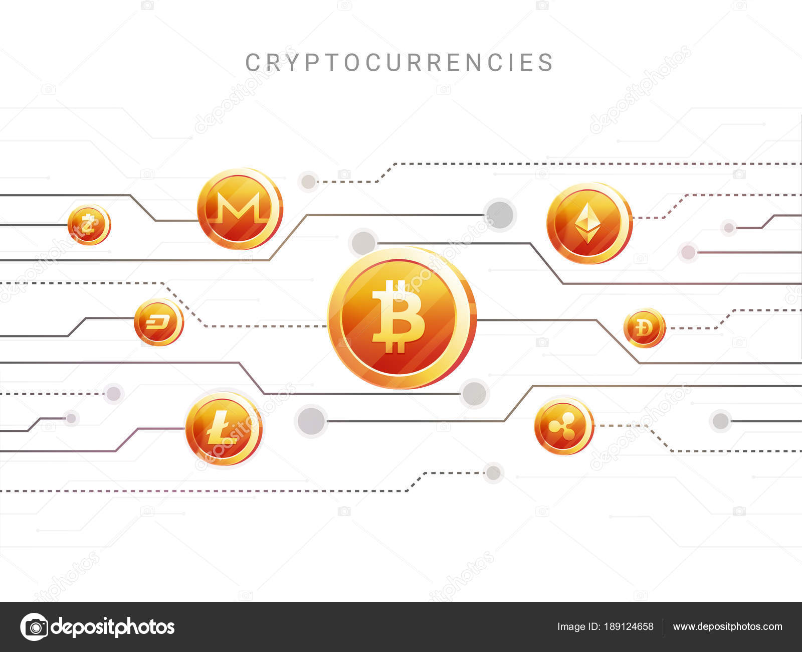 Cryptocurriencies backgroind with golden coins on grey backgroun Stock ...