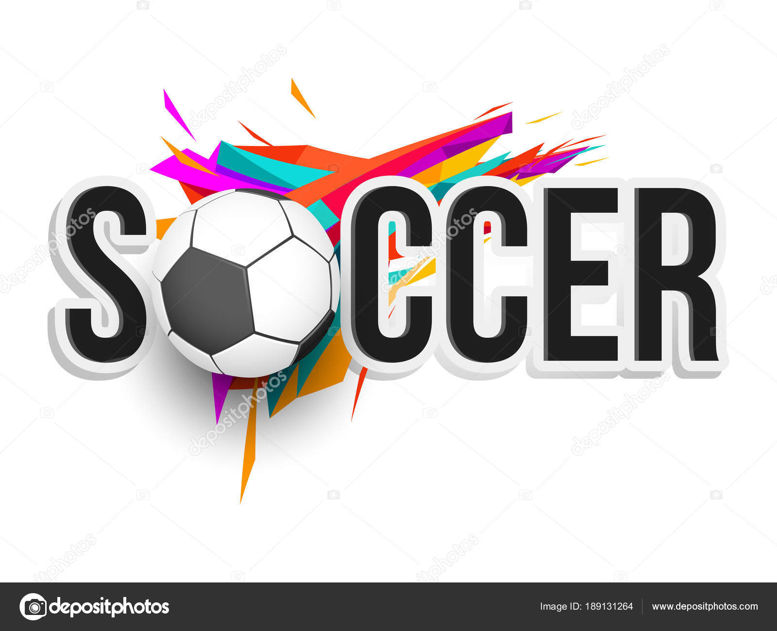 Stylish text Soccer with ball on colorful background. Stock Vector ...
