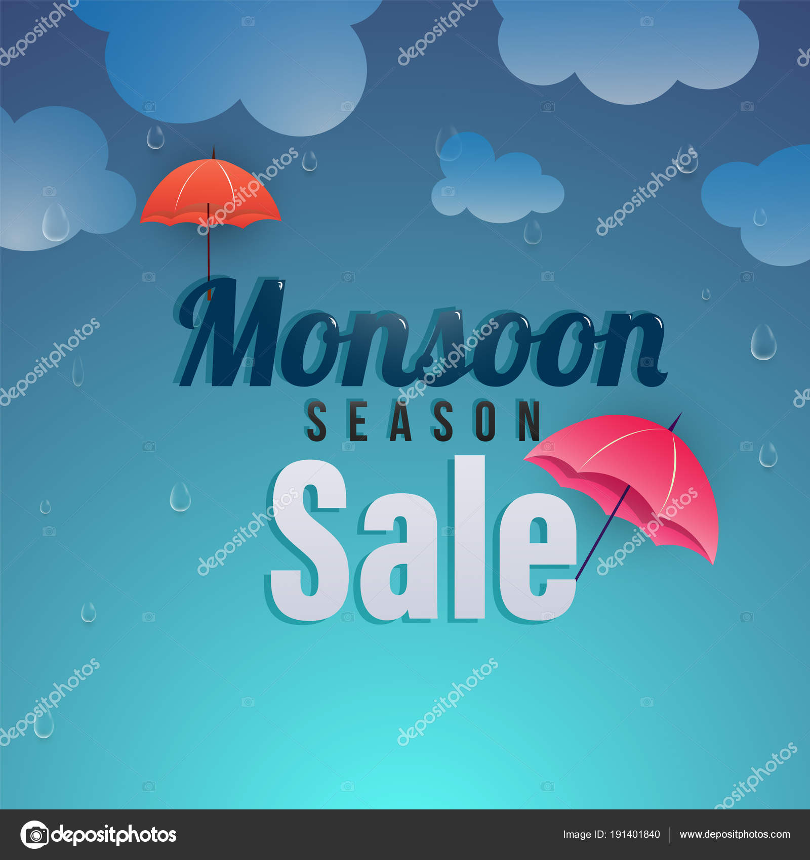 Monsoon Season Sale poster or banner design with cloudy weather Stock ...