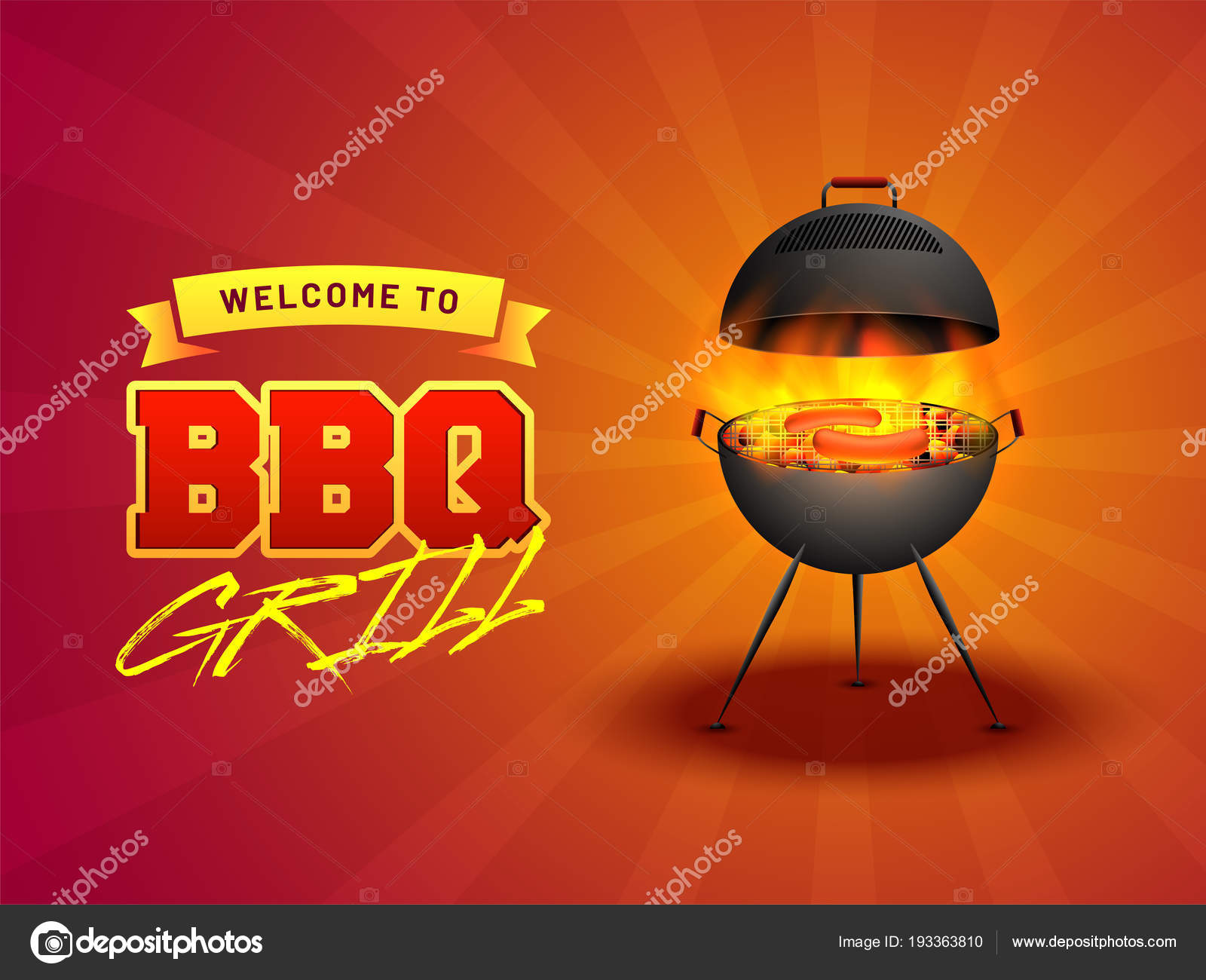 Barbecue Poster, Flyer, Template or Invitation Design. Stock Vector by ...
