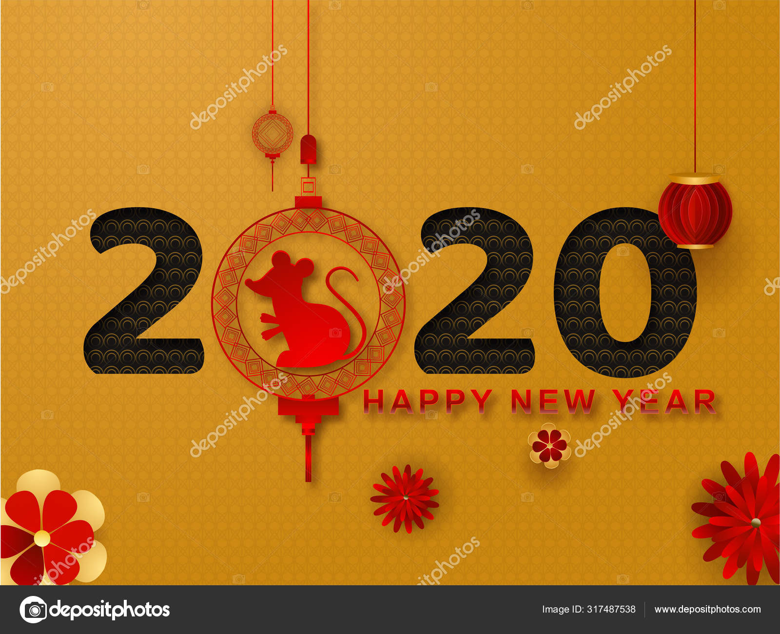 2020 text in circular wave pattern with hanging rat zodiac sign Stock ...