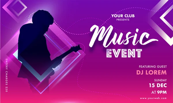 Live Music Invitation, Banner or Flyer Design with Silhouette Da Stock ...