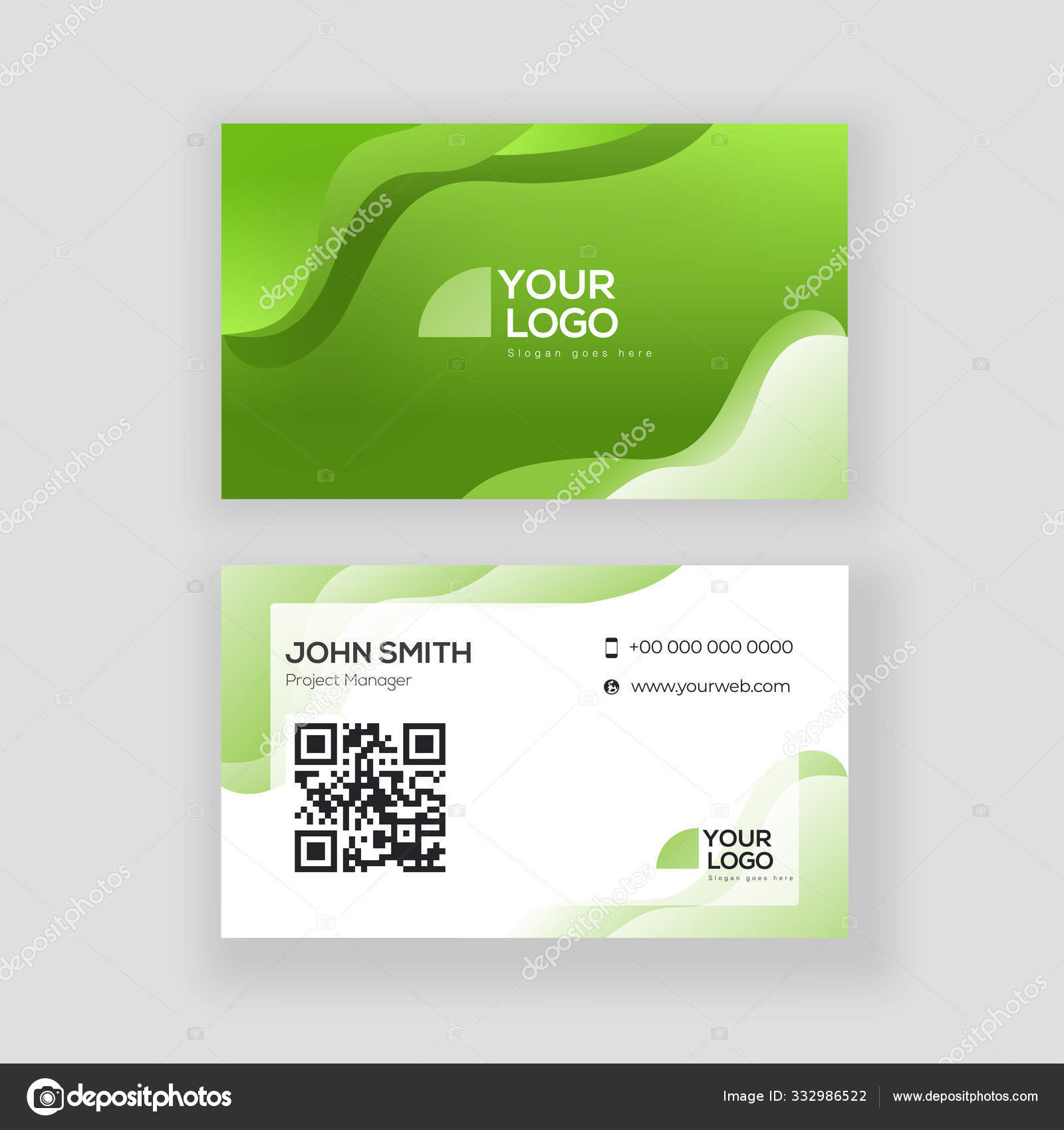 Green and white color business card or visiting card design in f Stock ...
