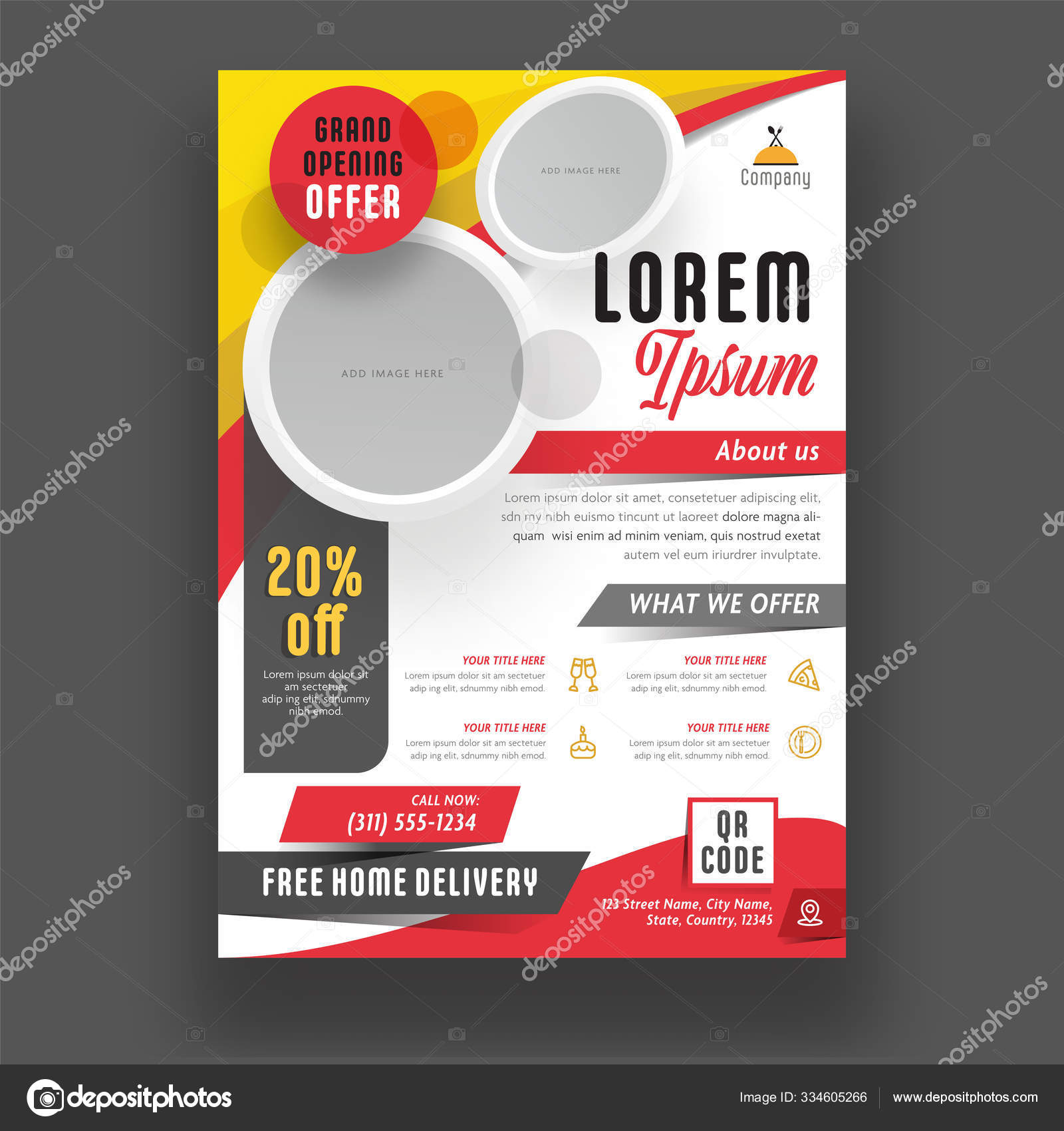 Folleto de oferta de gran apertura, diseño de volante con 20% descuento ...