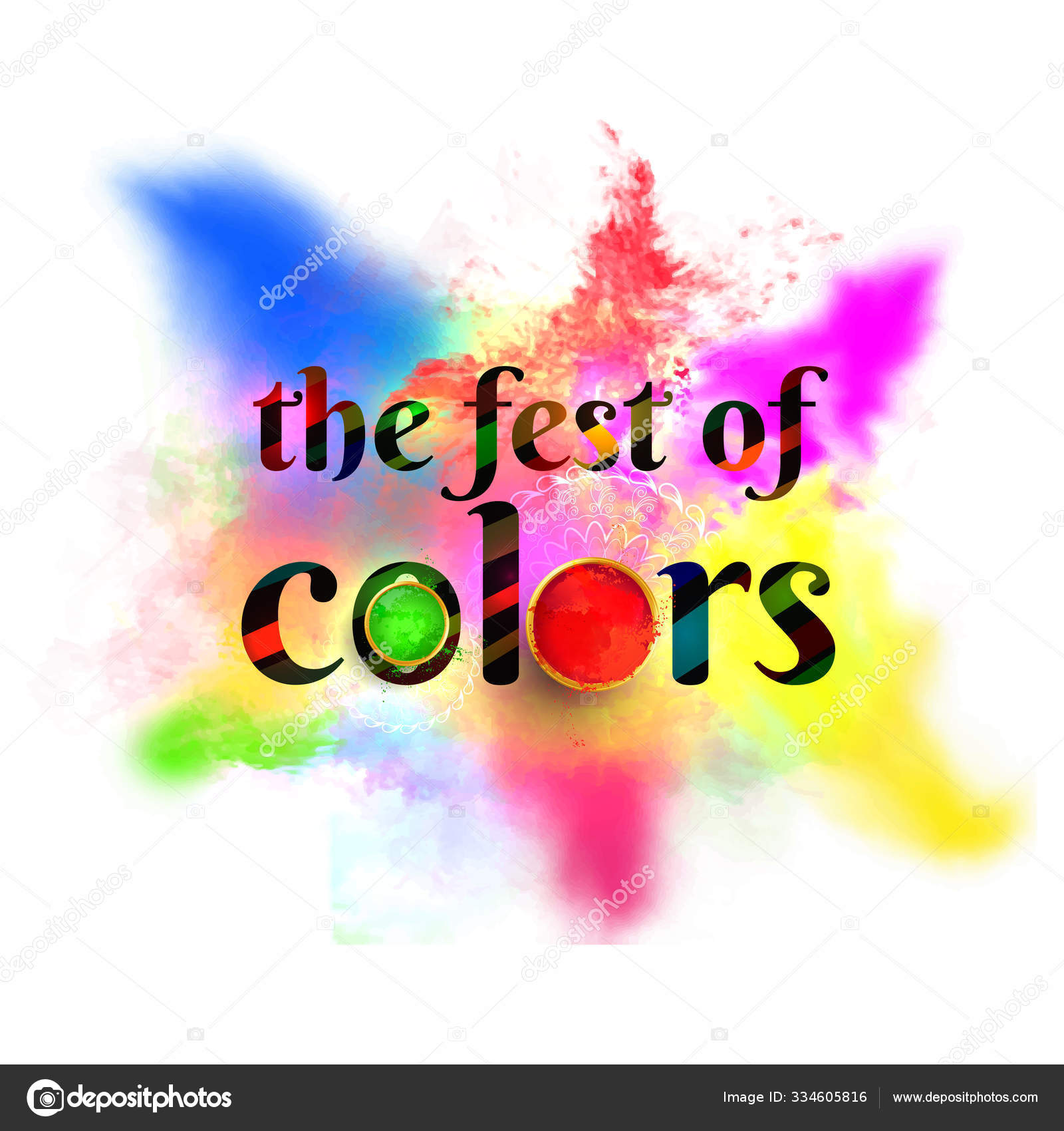 The Fest Of Colors Font with Top View Color Bowls on Blurred Col Stock ...