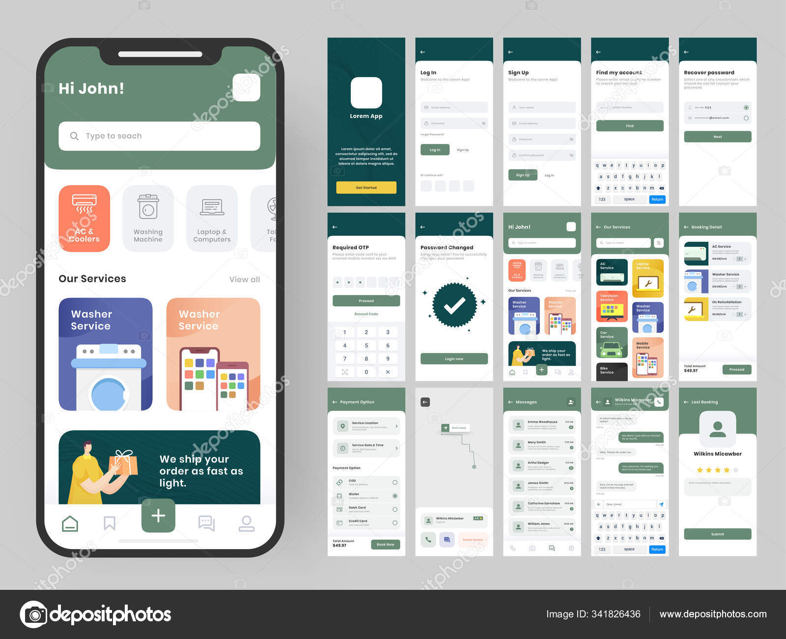 Mobile App UI Kit with Different GUI Layout Including Log in, Si Stock Vector Image by ...
