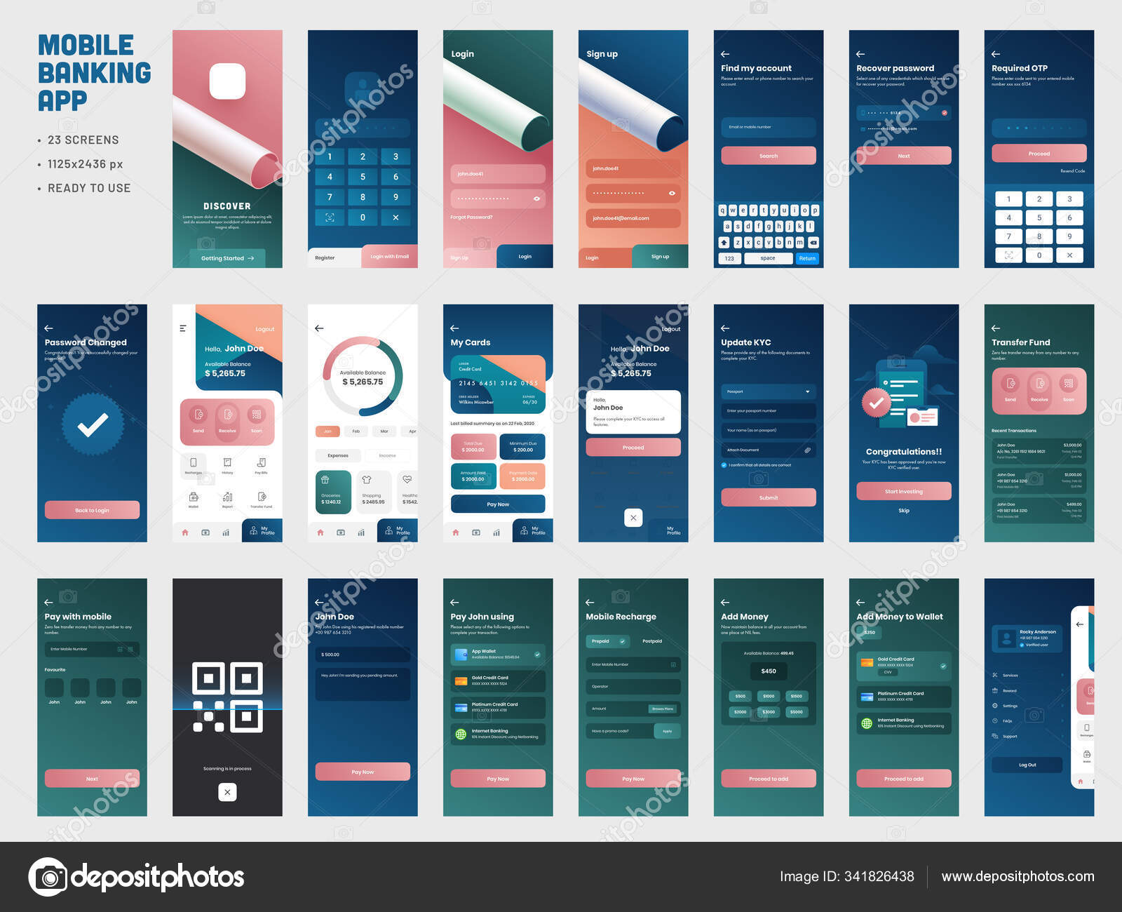 Mobile Banking App UI Kit with Different GUI Layout Including Lo Stock Vector by ©alliesinteract ...