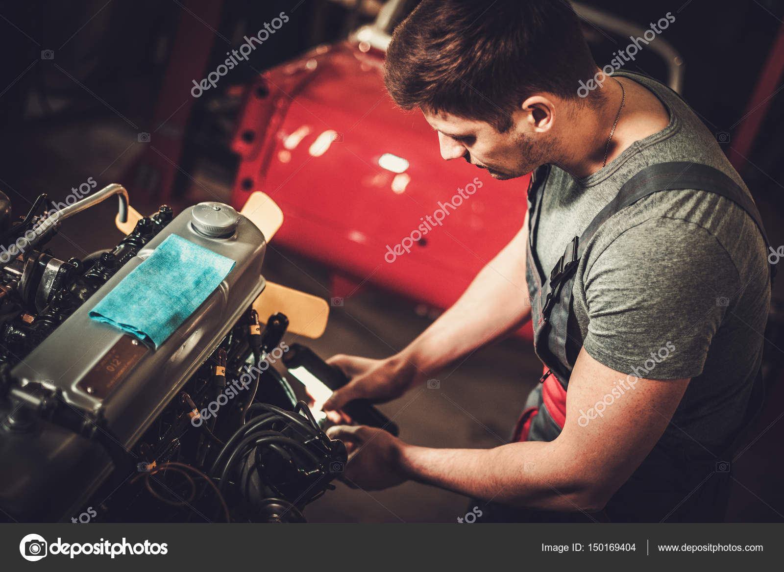 Mechanic working in restoration workshop — Stock Photo © nejron #150169404