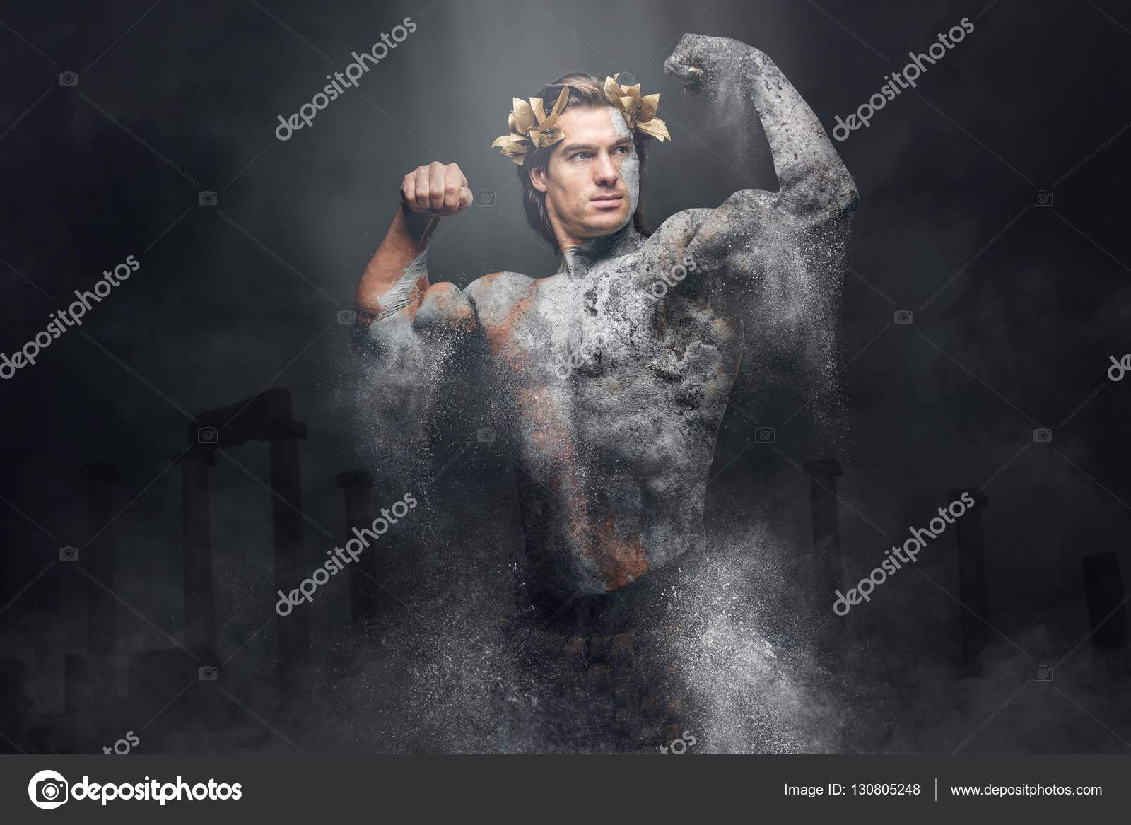 Stone ancient athlete male statue — Stock Photo © fxquadro #130805248