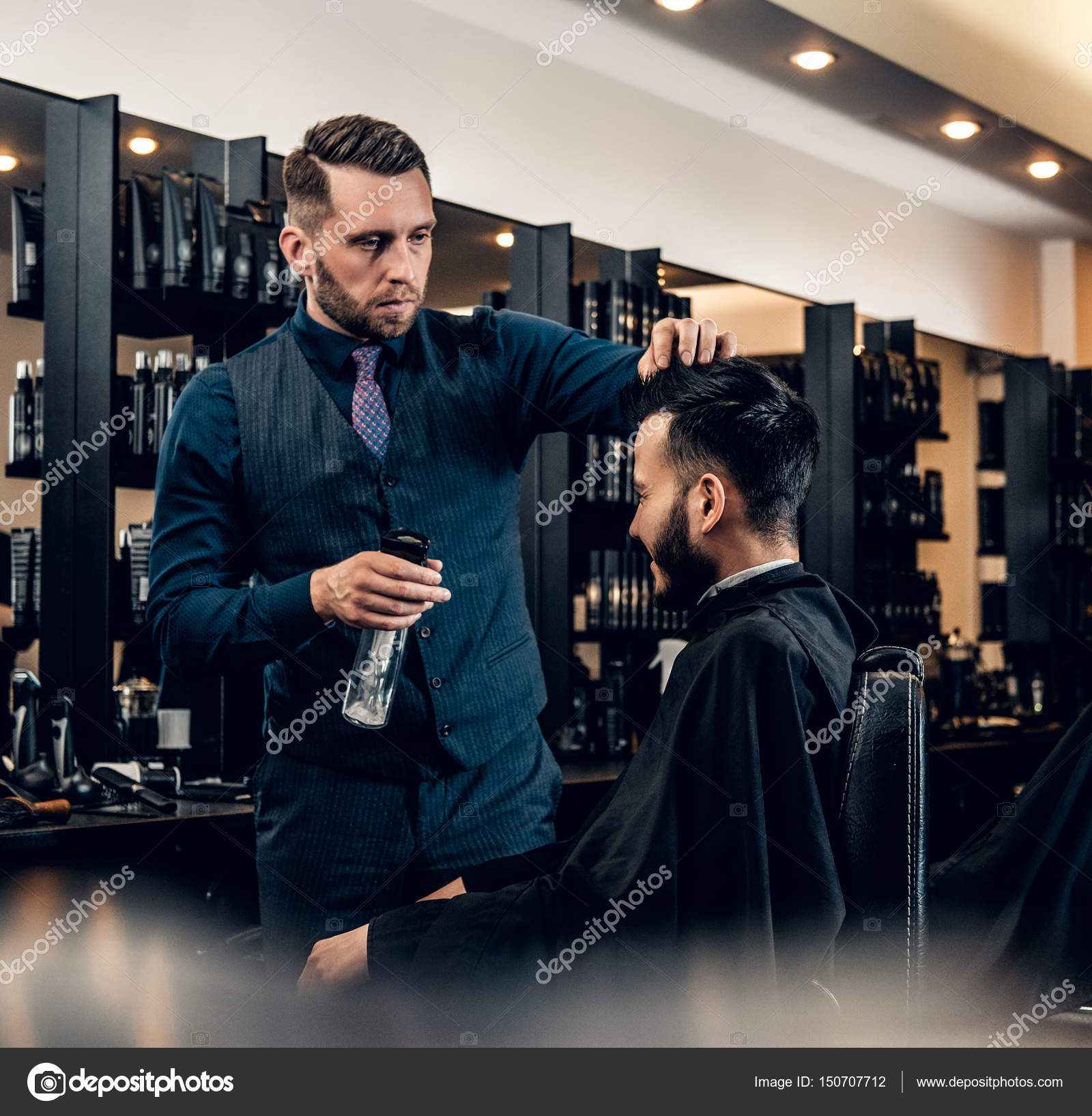 Stylish male hairdresser doing haircut Stock Photo by ©fxquadro 150707712 Stylish male hairdresser doing haircut Stock Photo by ©fxquadro 150707712