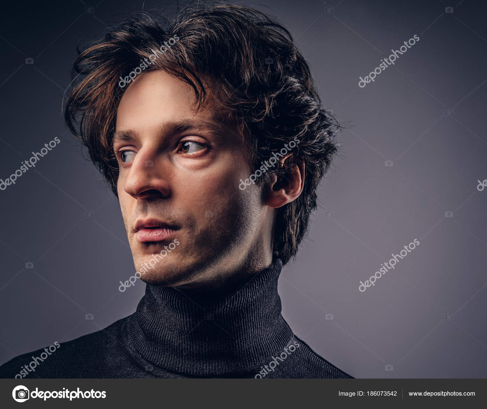 Portrait Charismatic Sensual Male Black Sweater Creative Personality ...