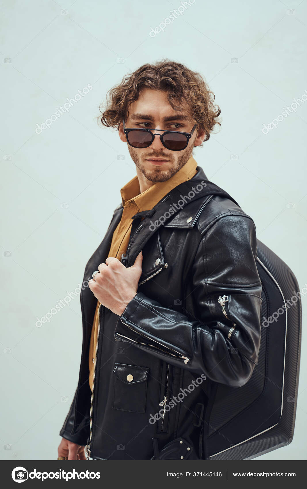 Successful Daring Young Male Model Posing Studio Photoshoot Wearing ...