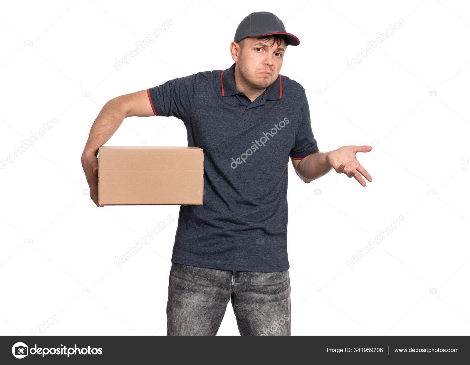 Delivery man in cap on white Stock Photo by ©DenisNata 341959706